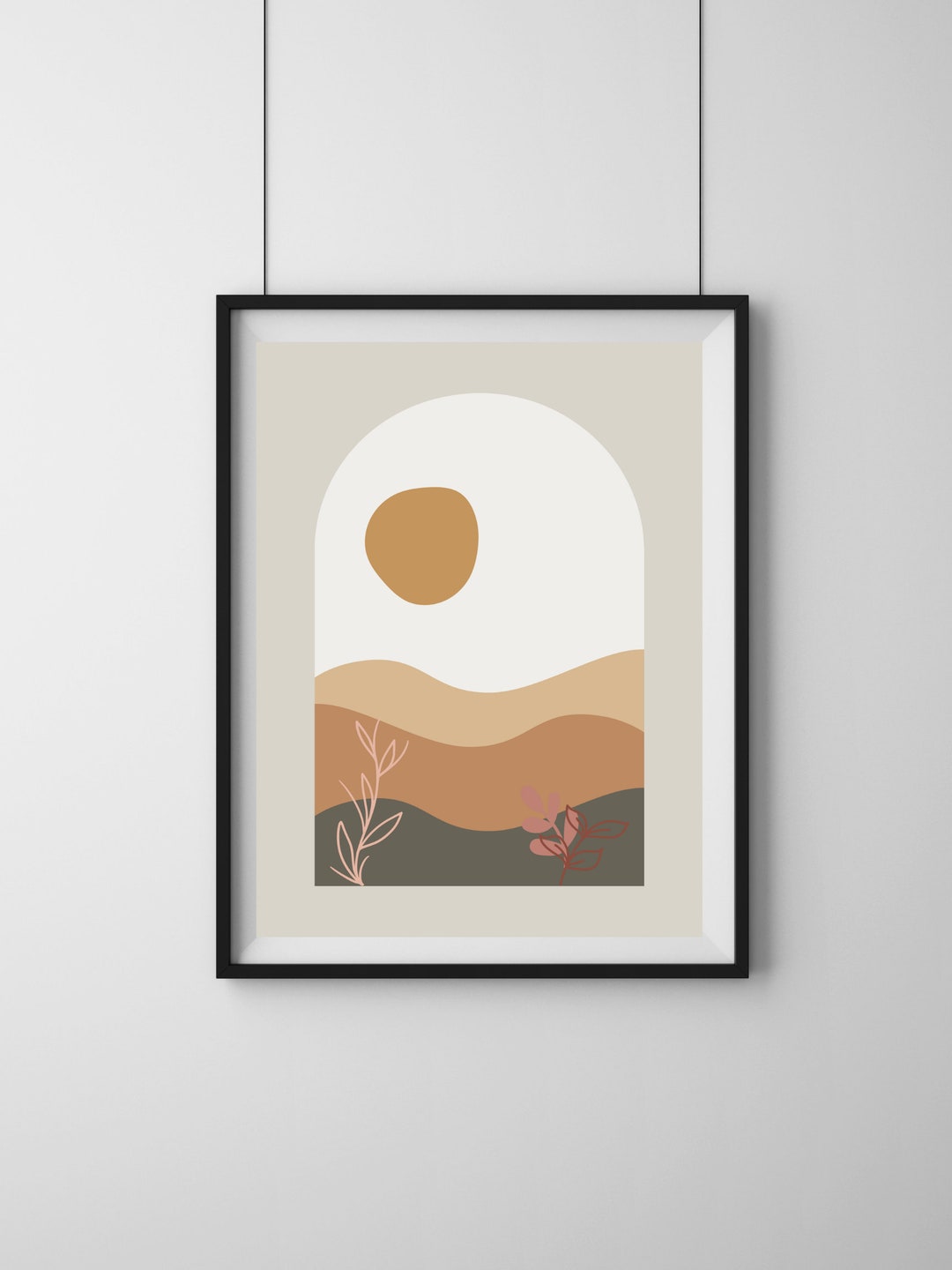 Boho Aesthetic Sunset Printable Poster, Bohemian Landscape Design ...