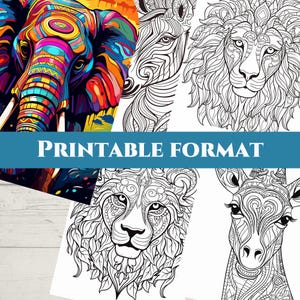 African Animals Coloring Book - Adult Safari Coloring, Stress Relief ...