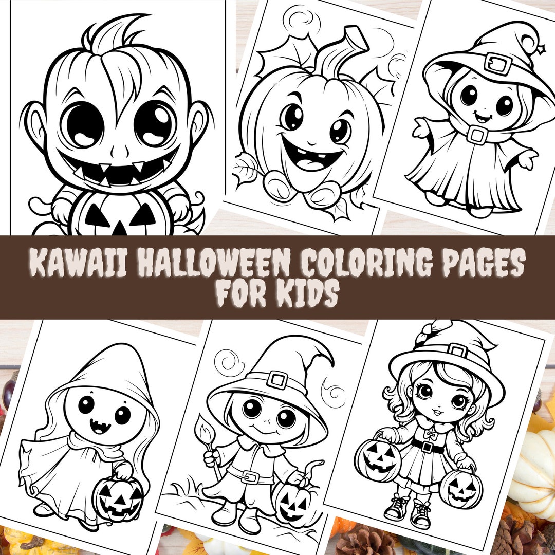 Kawaii Halloween Coloring Pages: Cute Halloween Printables, Fun Kids ...