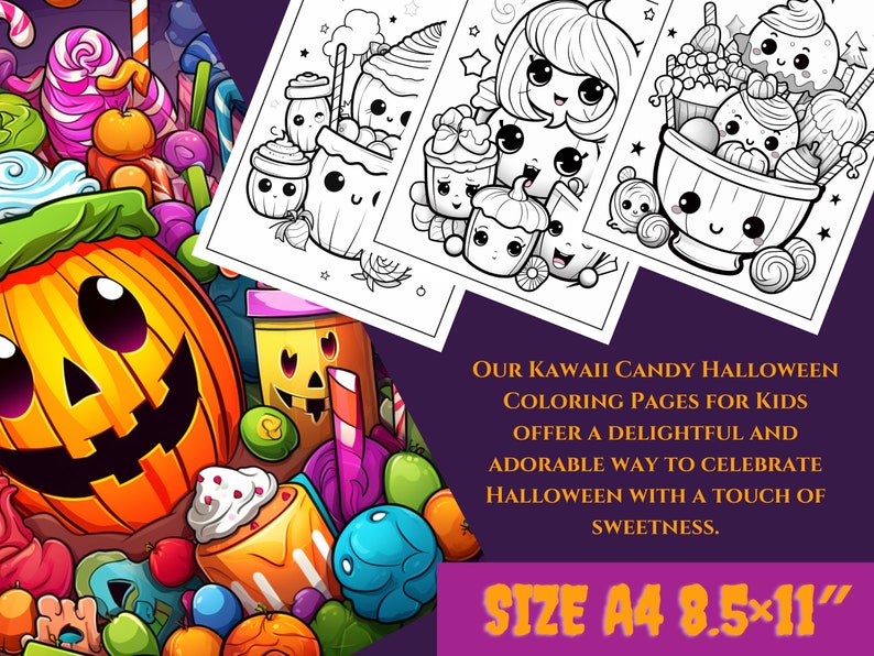 Kawaii Candy Halloween Coloring Pages, Pumpkin Coloring Pages ...