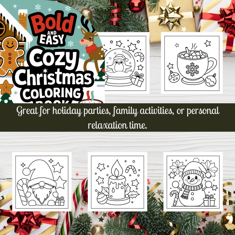 Bold Christmas Coloring Pages for Kids & Adults | Easy Holiday ...
