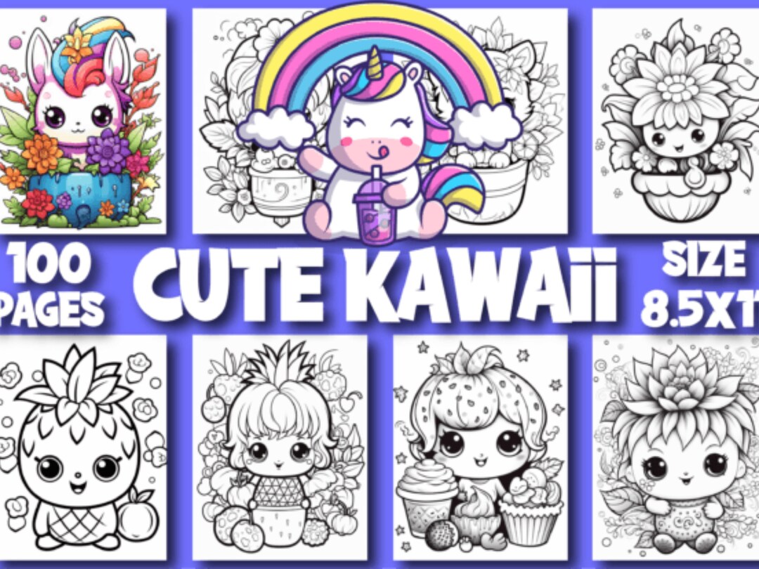 Kawaii Coloring Pages: Printable Cute Animals & Fun Kids Coloring ...