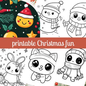Kawaii Christmas Coloring Pages | Easy Xmas Coloring Sheets and Bold ...