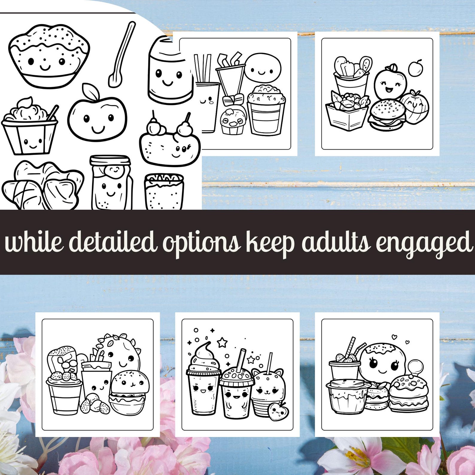 Kawaii Food Coloring Pages & Cute Printable Designs for Kids, Fun ...