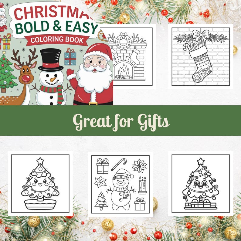 Bold Christmas Coloring Pages | Easy and Simple Designs for Kids and ...