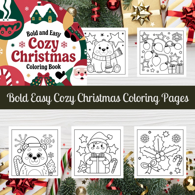 Bold Christmas Coloring Pages for Kids & Adults | Easy Holiday ...