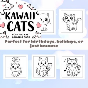 Kawaii Cat Coloring Pages | Cute Printable Cat Art for Kids & Adults ...