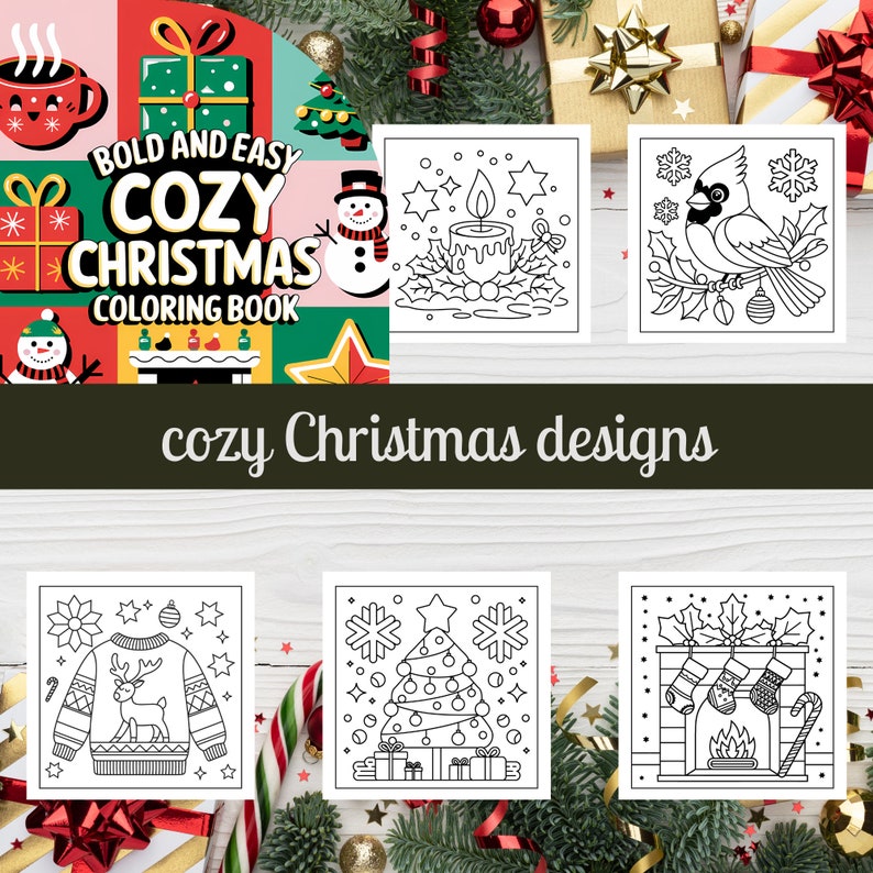 Bold Christmas Coloring Pages for Kids & Adults | Easy Holiday ...