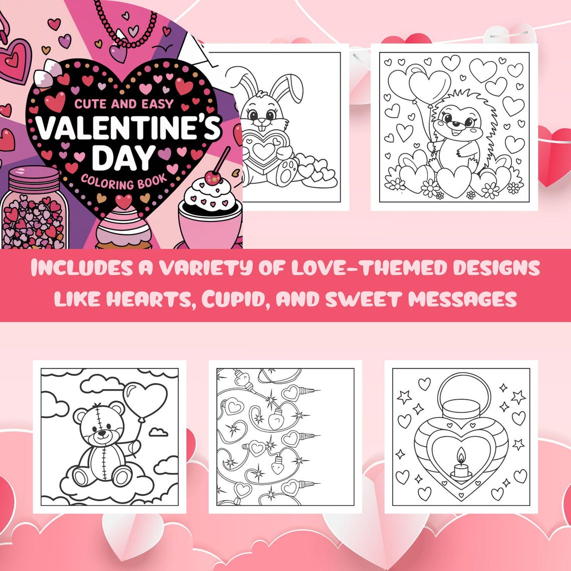 Valentine Coloring Pages | Easy and Fun Printable Heart Designs for ...