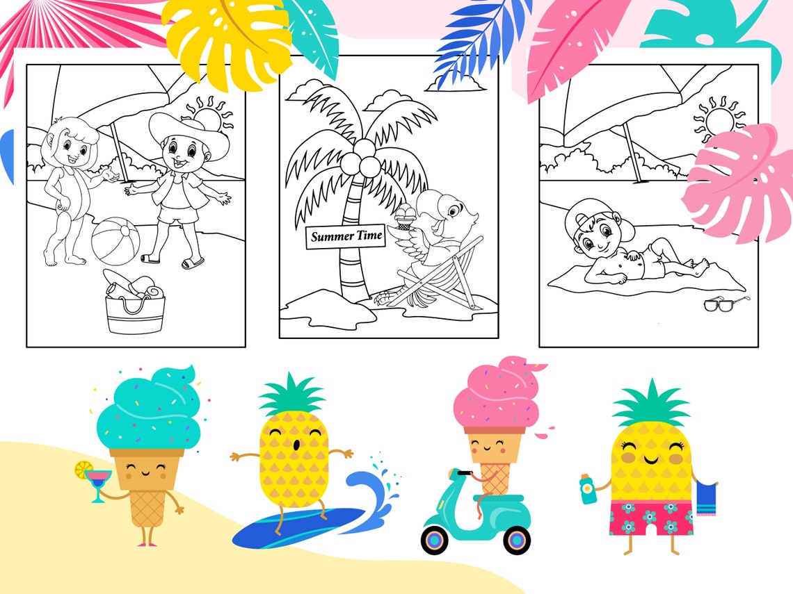 Coloring Book, Summer Coloring Pages for Kids, Printable Coloring ...