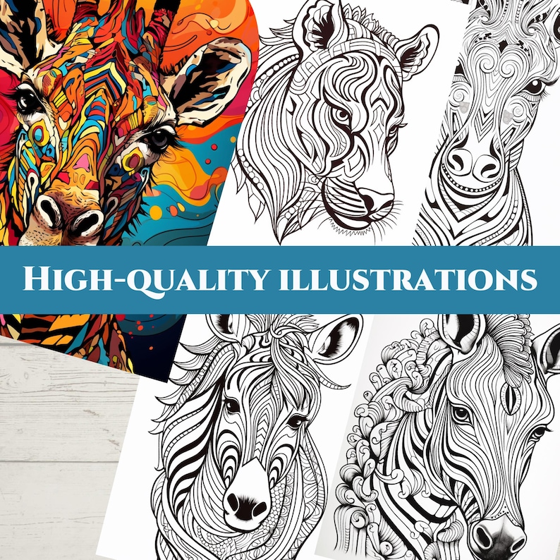 African Animals Coloring Book - Adult Safari Coloring, Stress Relief ...