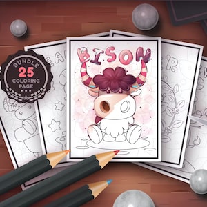 Coloring Book 25 Childish Cartoon Characters Coloring Pages for Kids ...