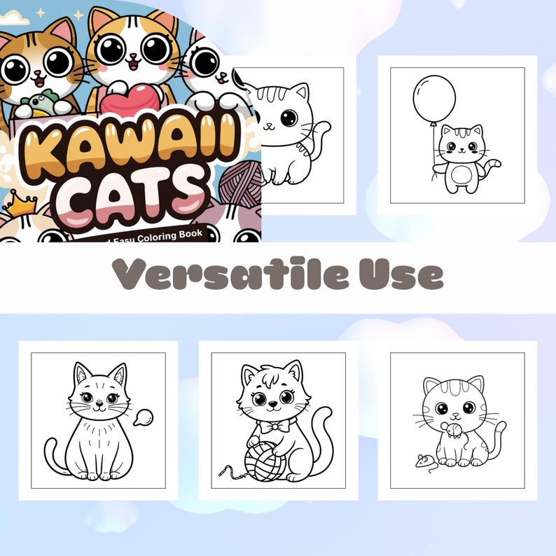 Kawaii Cat Coloring Pages | Cute Printable Cat Art for Kids & Adults ...