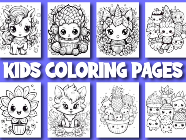 Cute Kawaii Coloring Pages for Kids Kawaii Coloring Pages - Etsy
