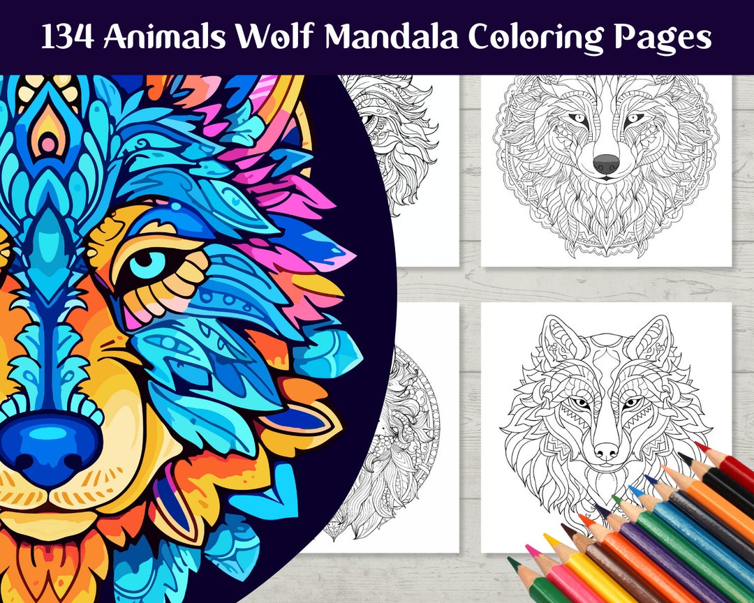 Wolf Mandala Coloring Pages | Printable Wolf Coloring Sheets for Adults ...