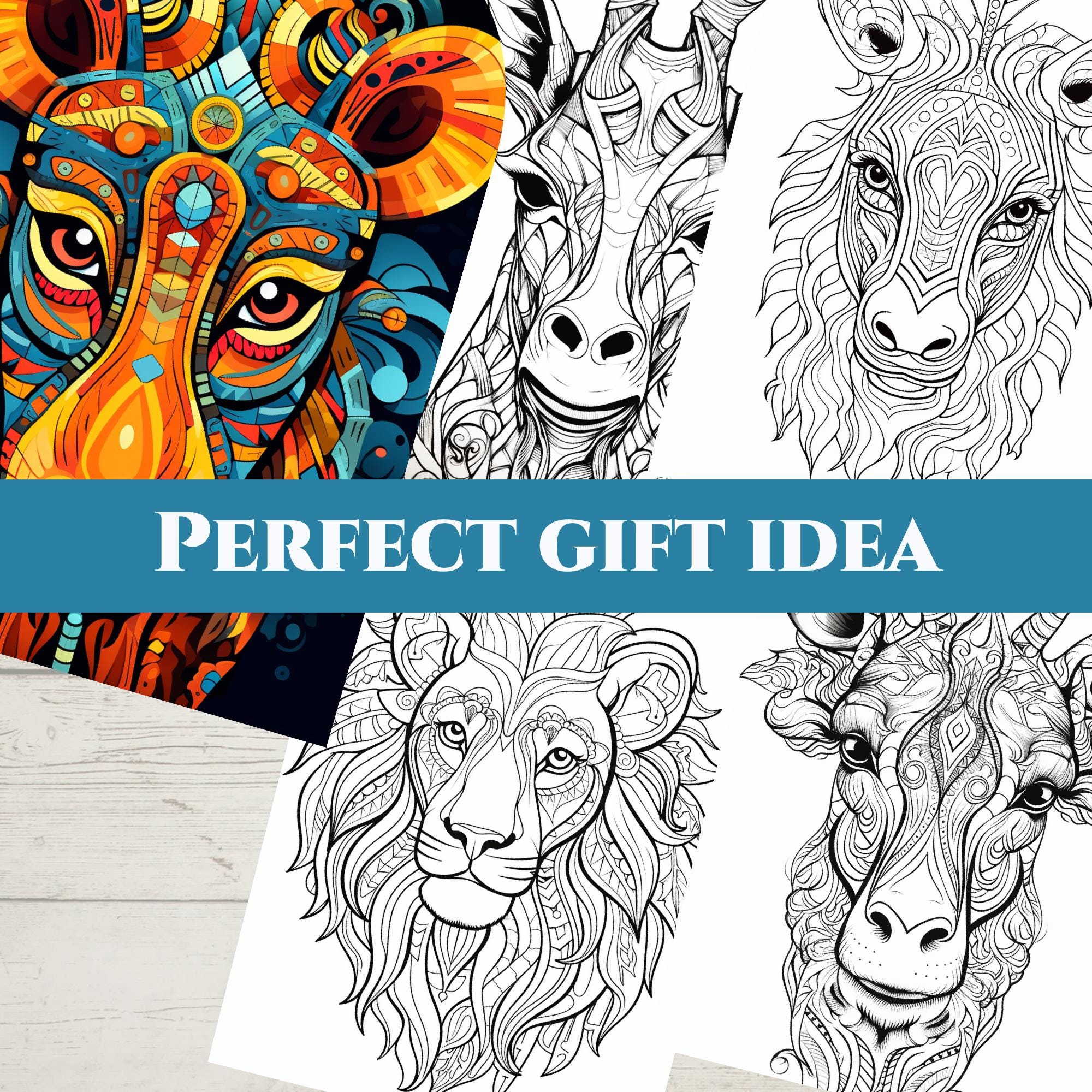 African Animals Coloring Book - Adult Safari Coloring, Stress Relief ...