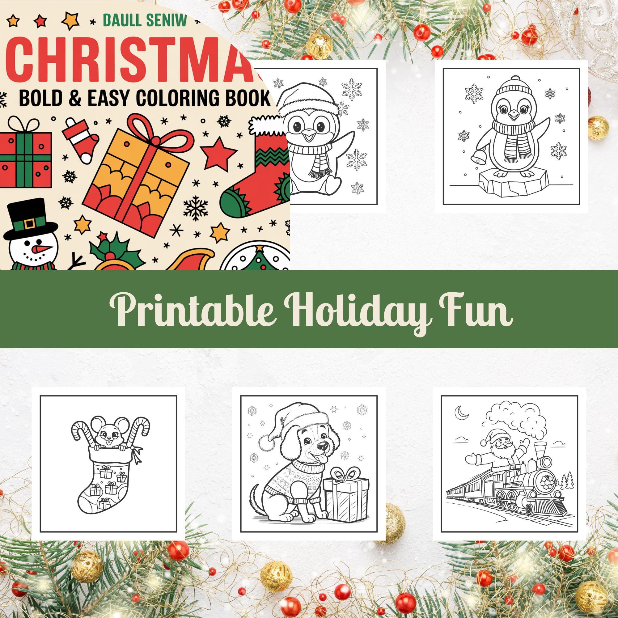 Bold Christmas Coloring Pages | Easy and Simple Designs for Kids and ...