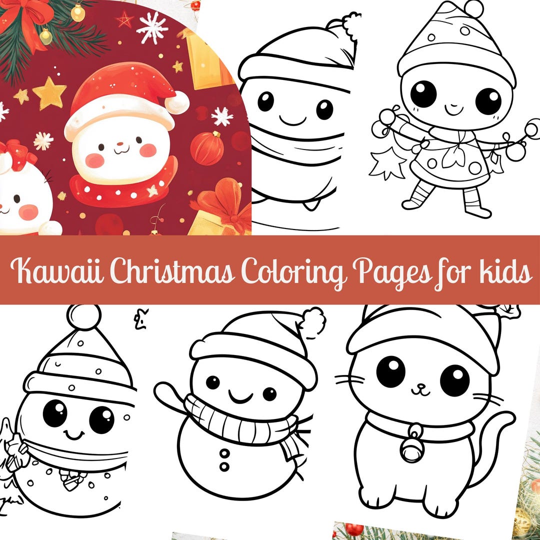 Kawaii Christmas Coloring Pages | Easy Xmas Coloring Sheets and Bold ...