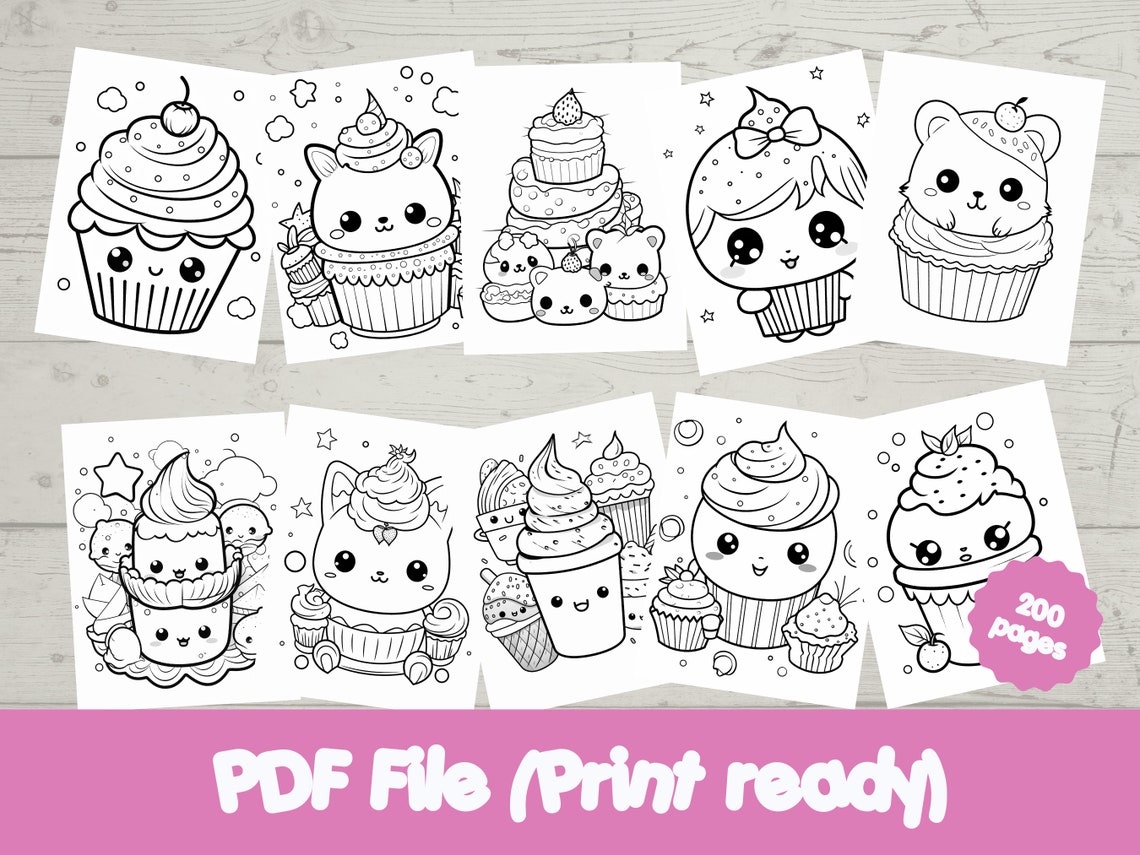 200 Cute Kawaii Coloring Pages for Kids, Printable Kawaii Coloring ...