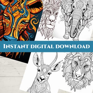 African Animals Coloring Book - Adult Safari Coloring, Stress Relief ...