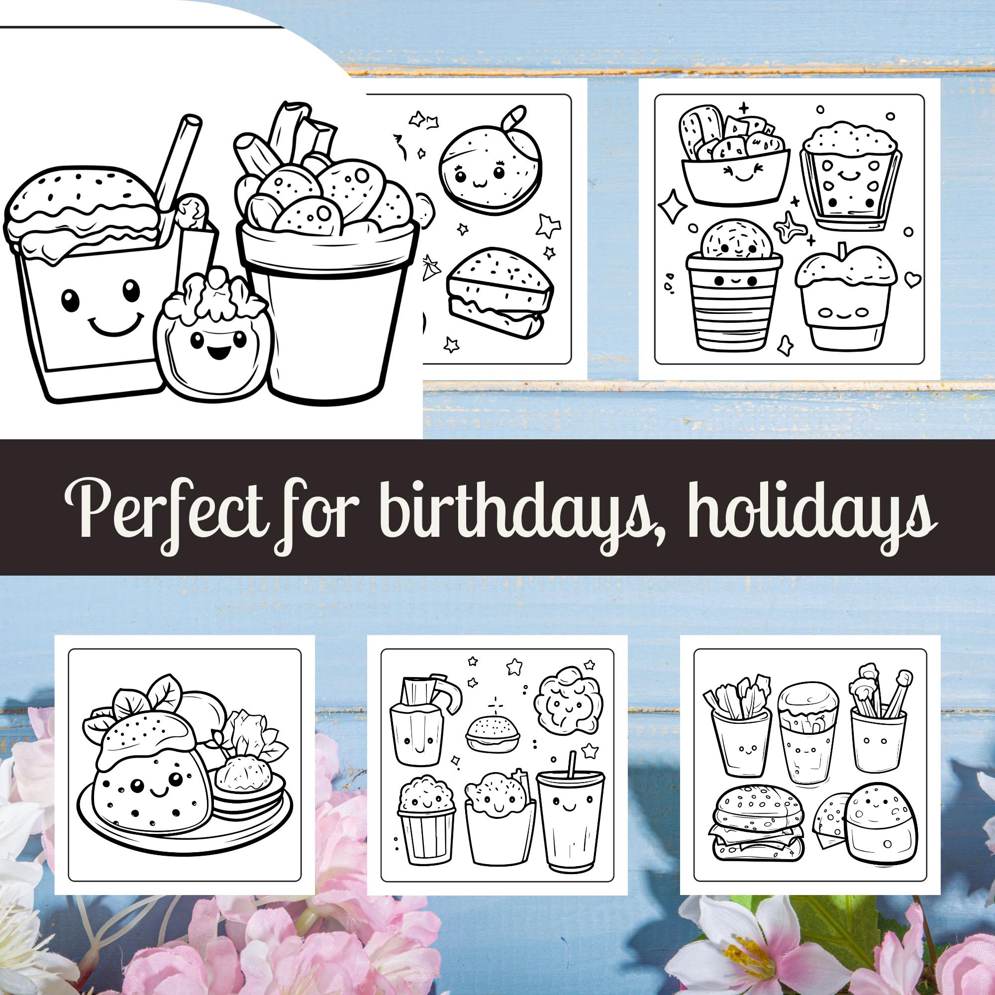 Kawaii Food Coloring Pages & Cute Printable Designs for Kids, Fun ...