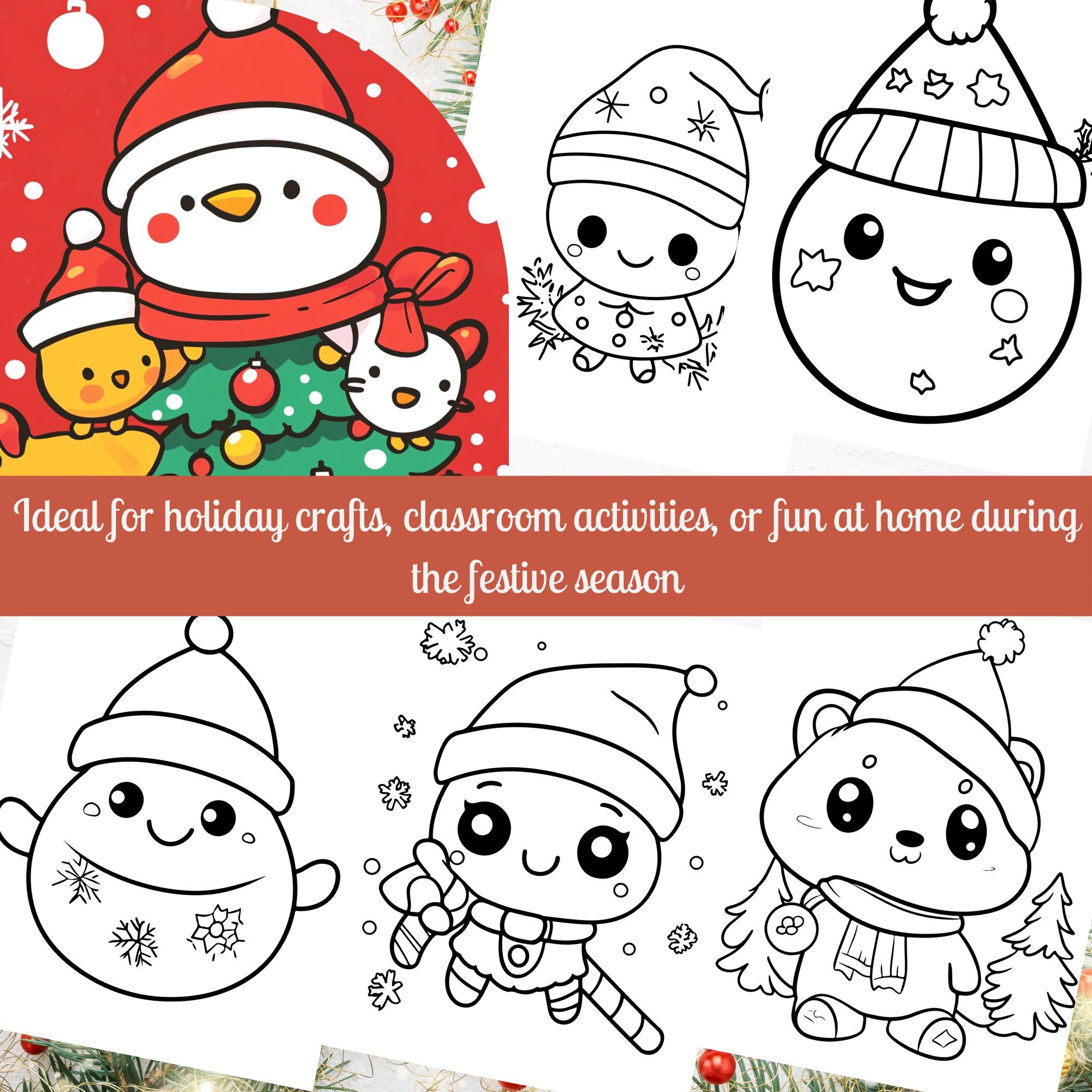 Kawaii Christmas Coloring Pages | Easy Xmas Coloring Sheets and Bold ...