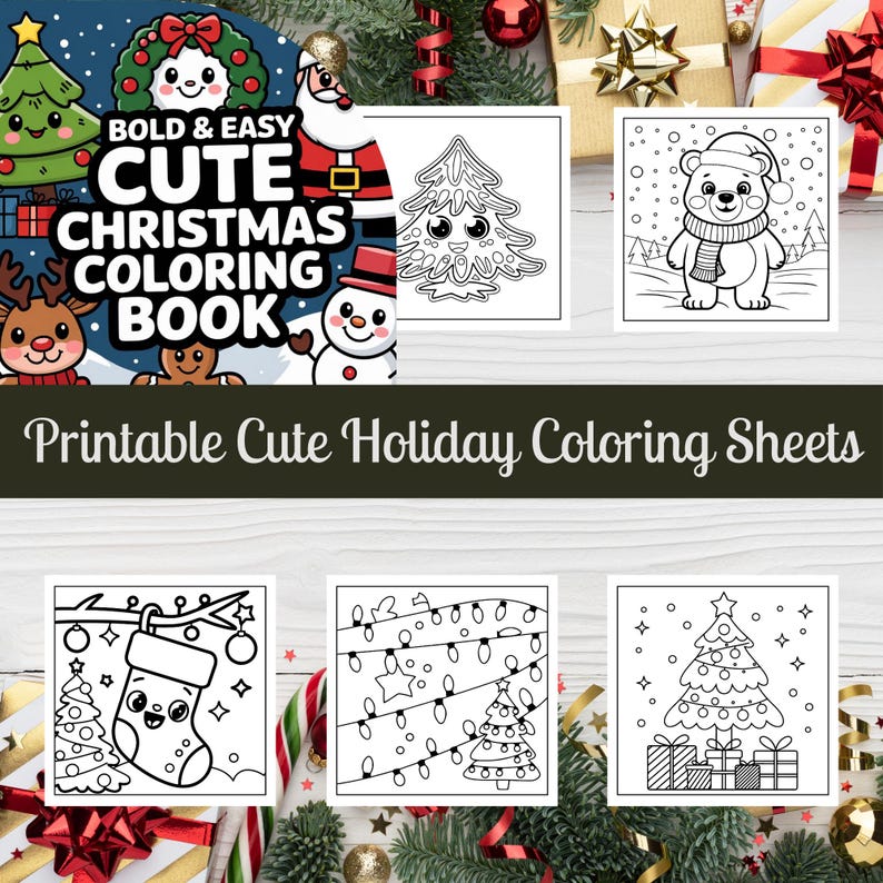 Christmas Coloring Pages: Cute Designs for Kids and Adults, Easy ...