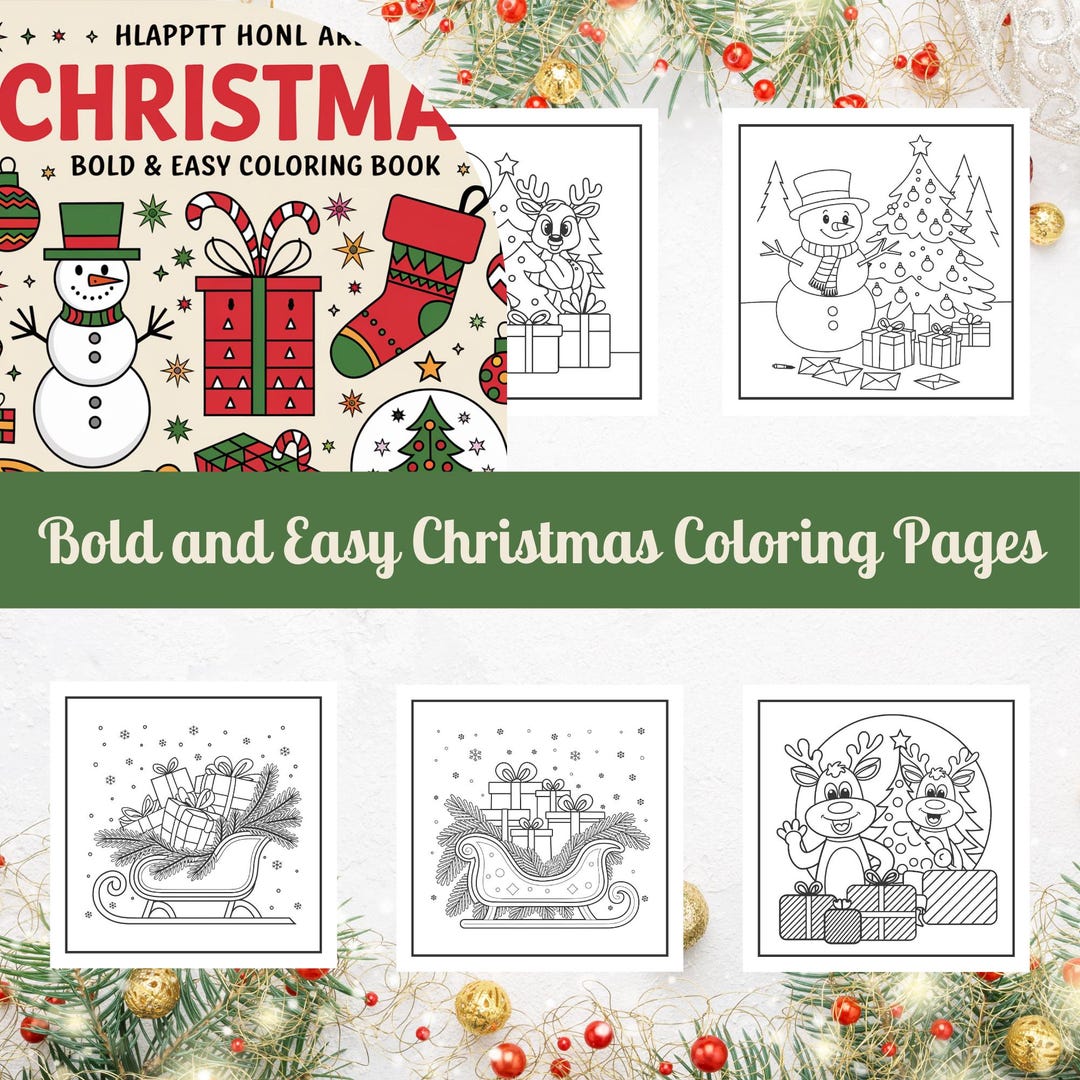Bold Christmas Coloring Pages | Easy and Simple Designs for Kids and ...