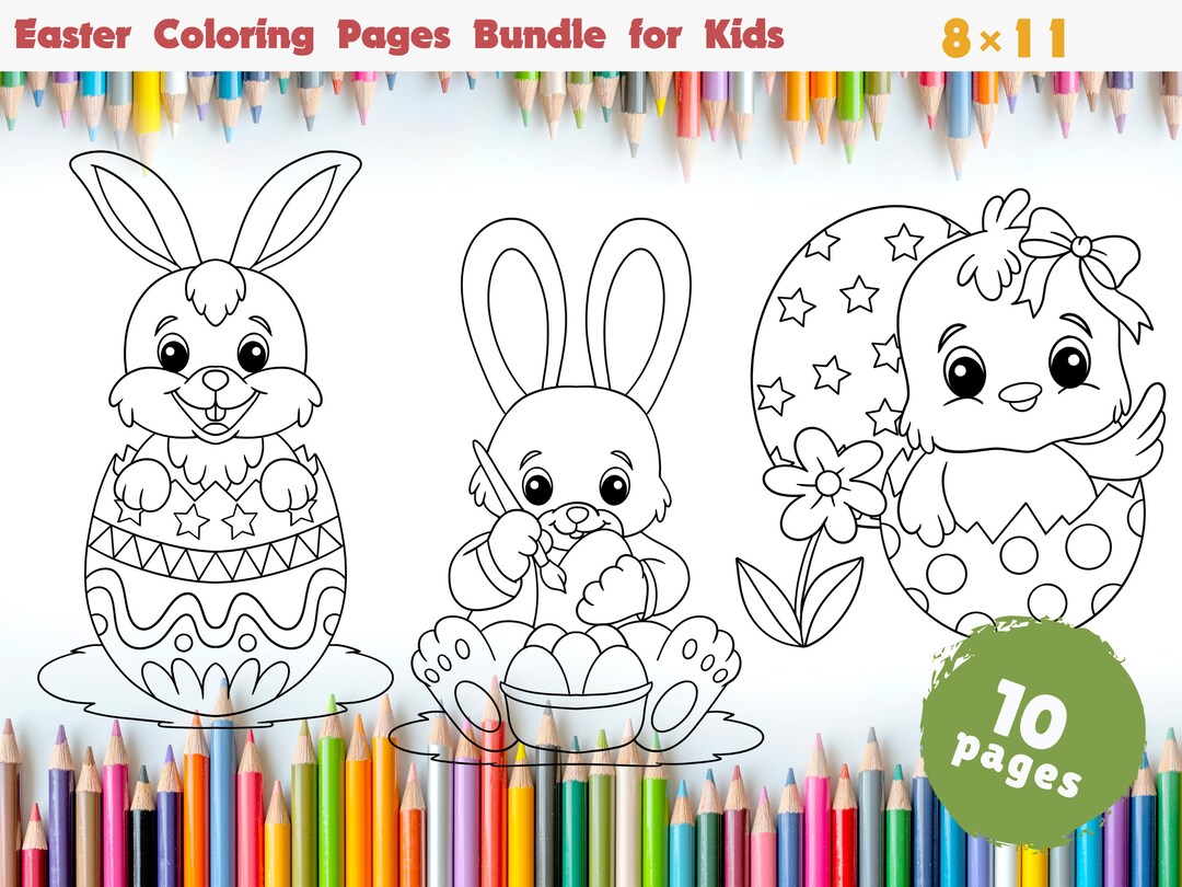 Easter Coloring Pages Bundle for Kids, Easter Coloring Pages, Easter ...