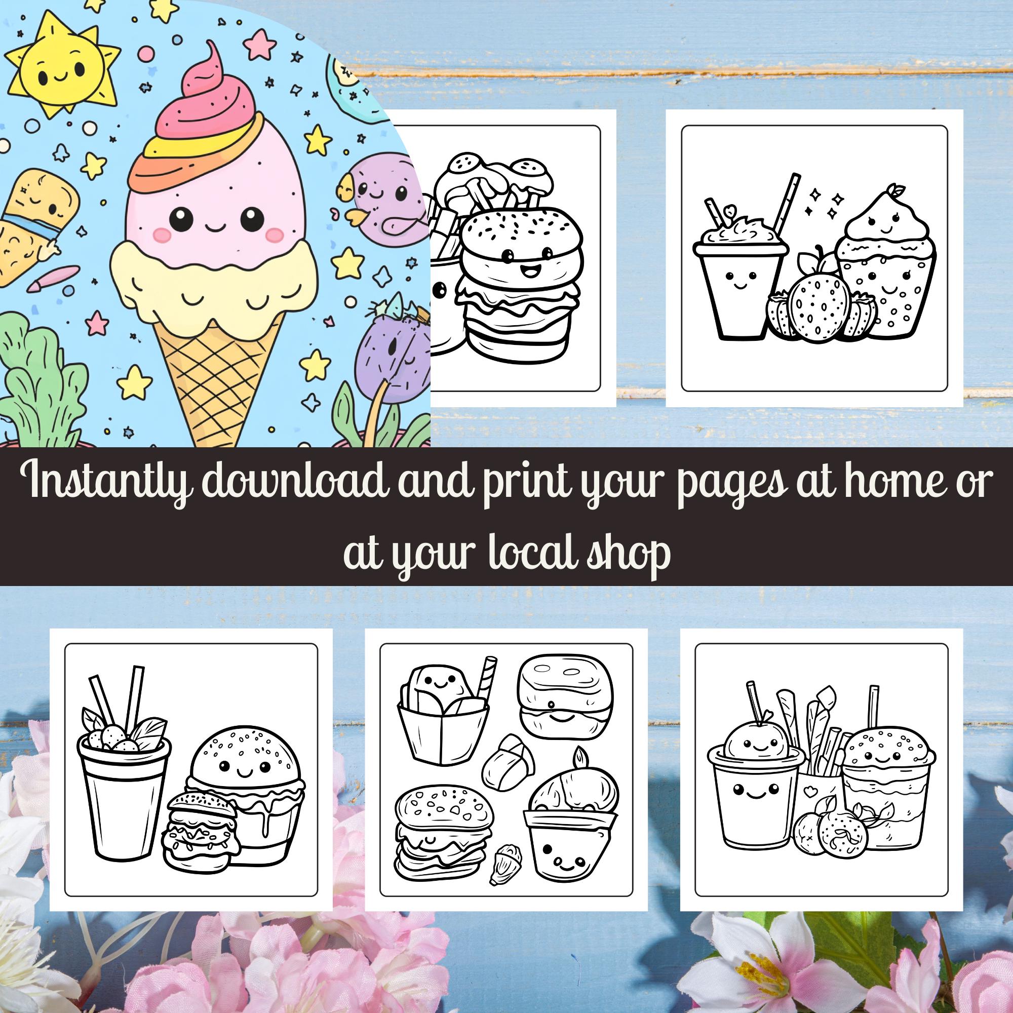 Kawaii Food Coloring Pages & Cute Printable Designs for Kids, Fun ...