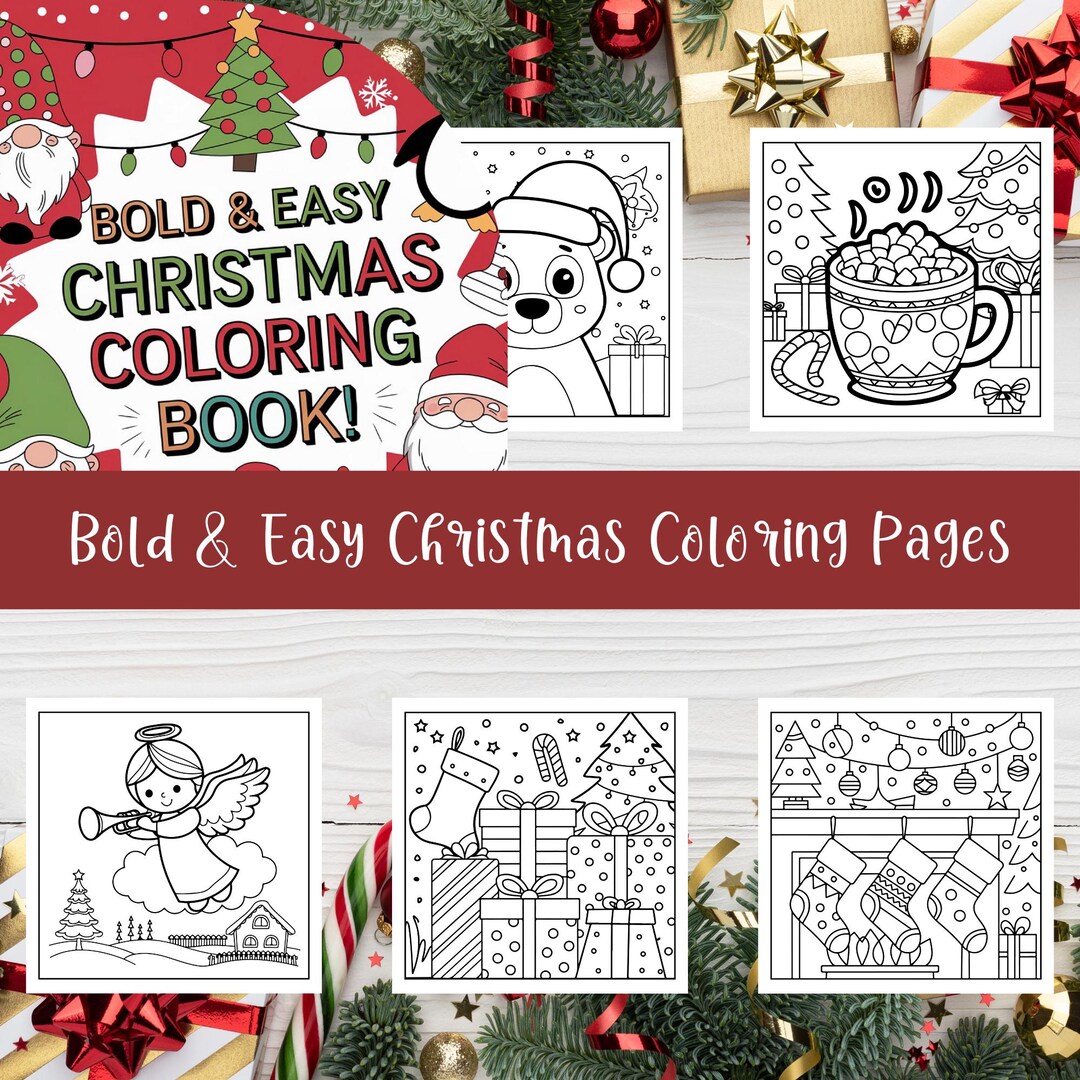 Bold Christmas Coloring Pages for Kids & Adults - Easy Printable ...