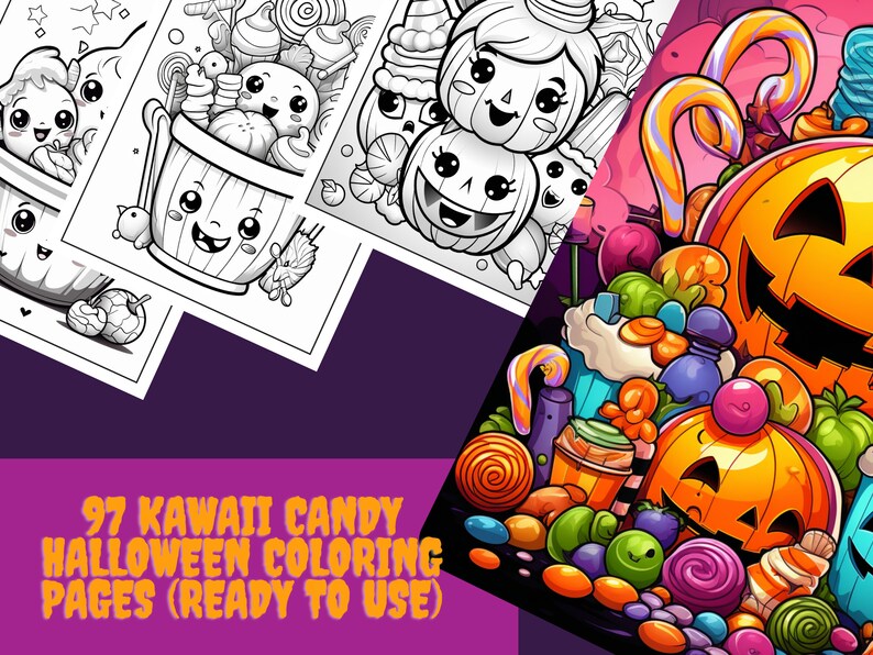 Kawaii Candy Halloween Coloring Pages, Pumpkin Coloring Pages ...