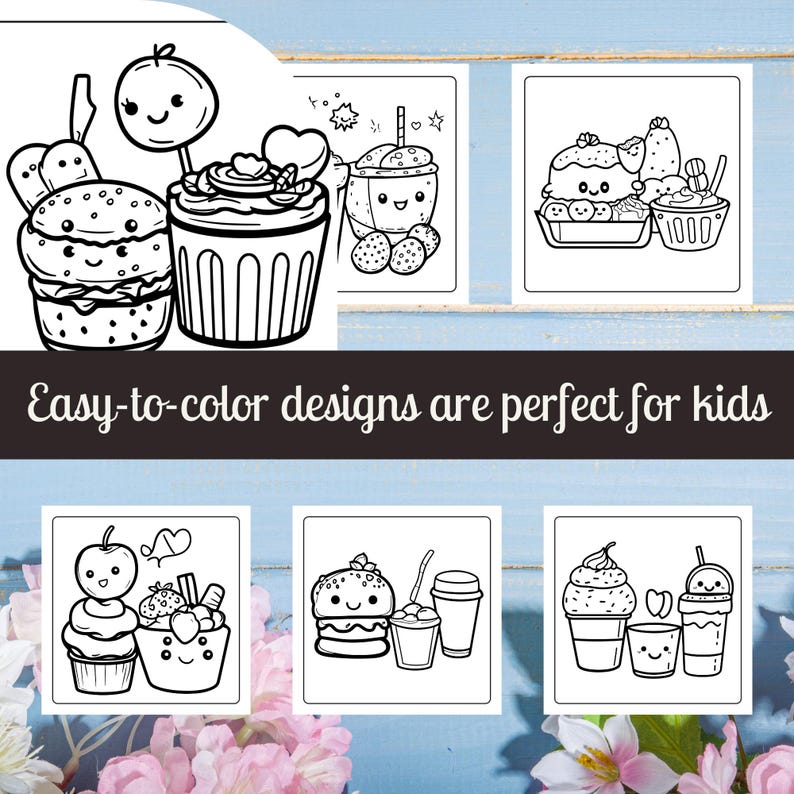 Kawaii Food Coloring Pages & Cute Printable Designs for Kids, Fun ...
