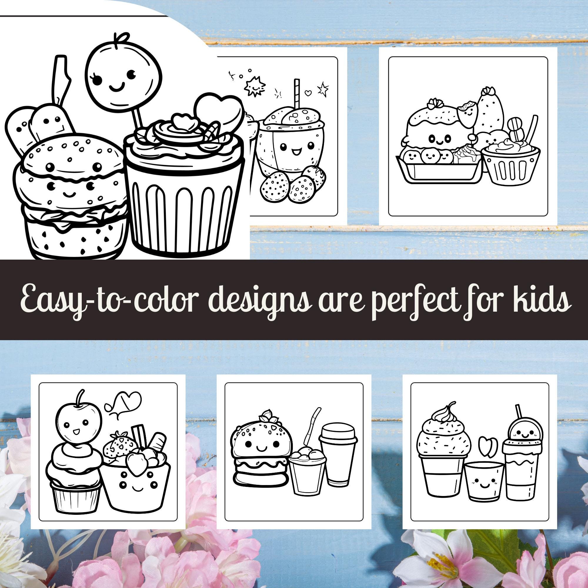 Kawaii Food Coloring Pages & Cute Printable Designs for Kids, Fun ...