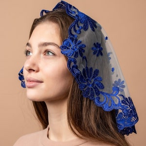 Blue Veil for Church, Catholic Head Covering Veil for Church, Catholic ...