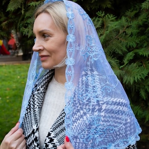 Light Blue Veil, Catholic Mass Veil, Catholic Light Blue Veil - Etsy