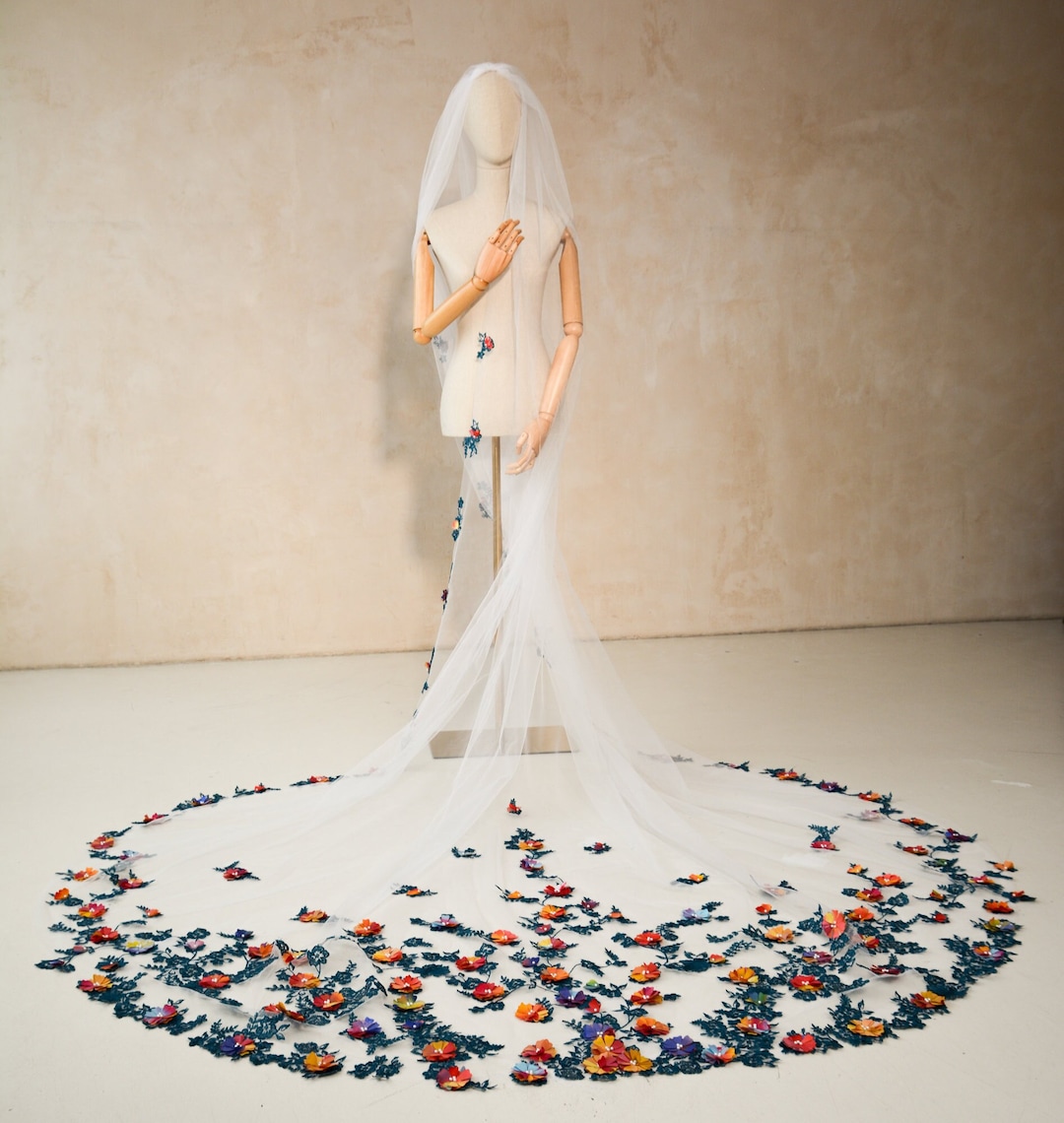 Colored Wedding Veil, Raindow Color Bridal Veil, Color Wedding Veil - Etsy