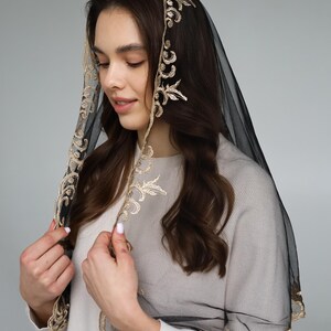 Black Mantilla, Limited Long Veil, Long Mantilla, Black Catholic Veil ...