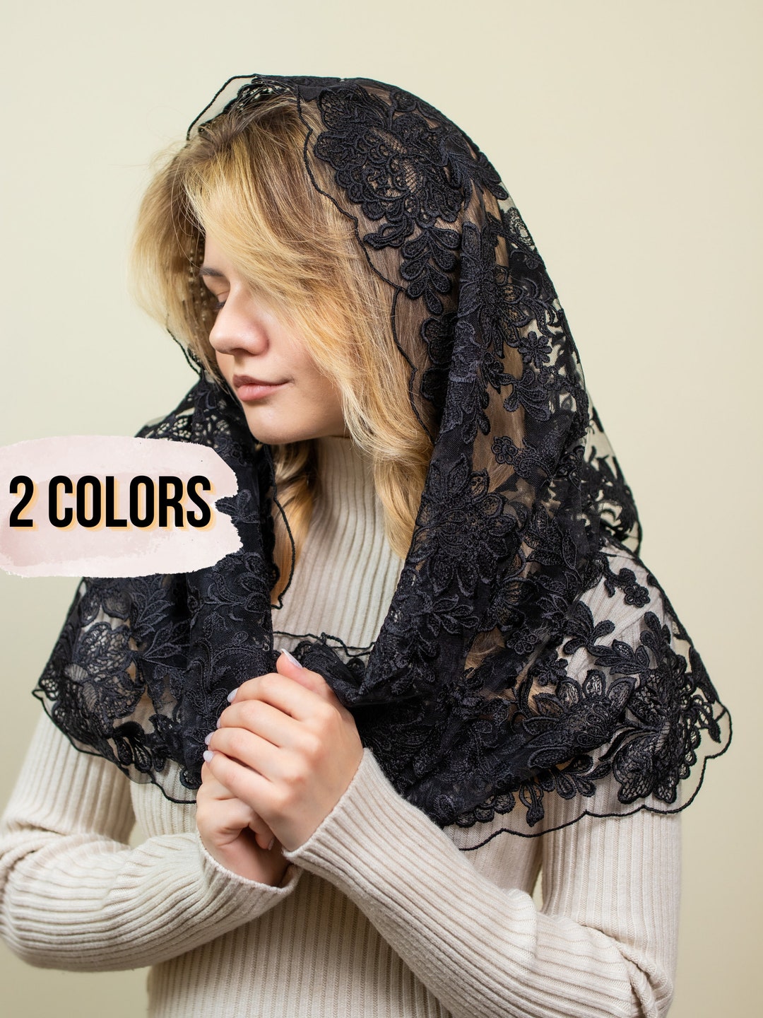 Infinity Black Chapel Veil, Catholic Head Covering Veil for Church ...