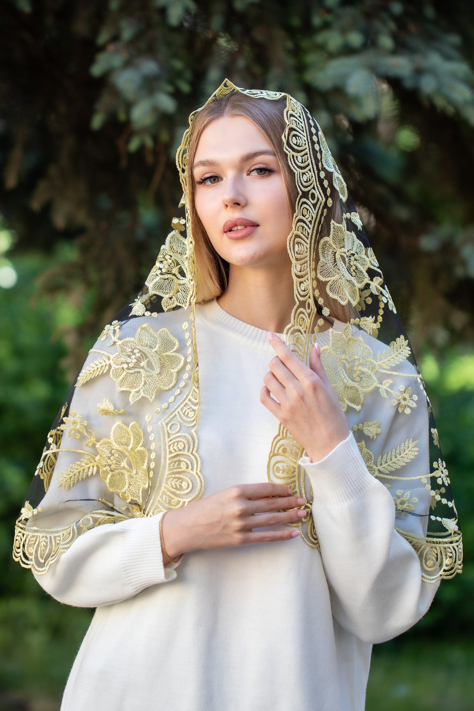 Faith Head Coverings Holy, Chapel Veils, Yellow Mass Veil, Long Veil ...