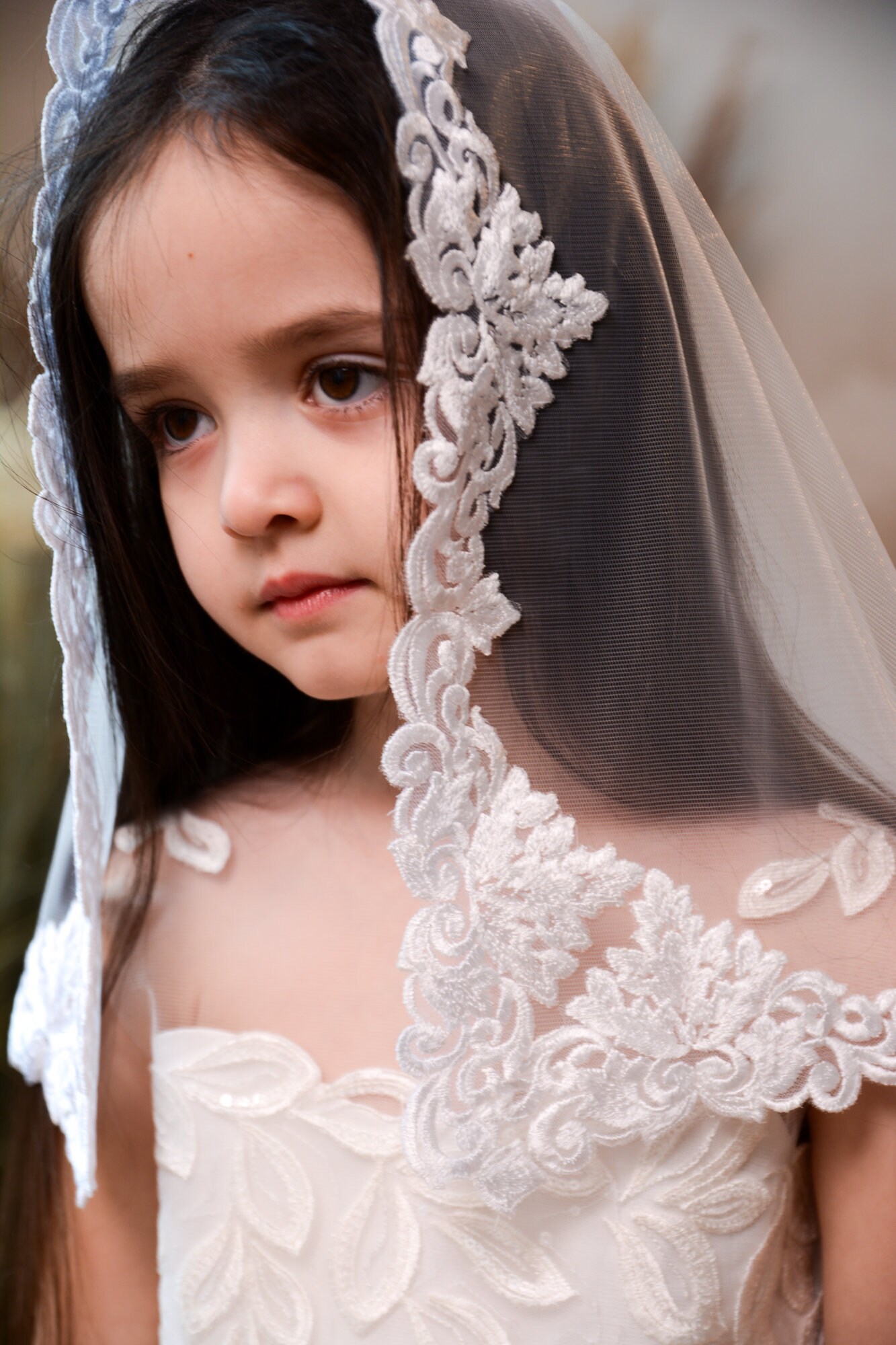 White Kid Church Veil, Child Catholic Veil, White Short Child Veil - Etsy