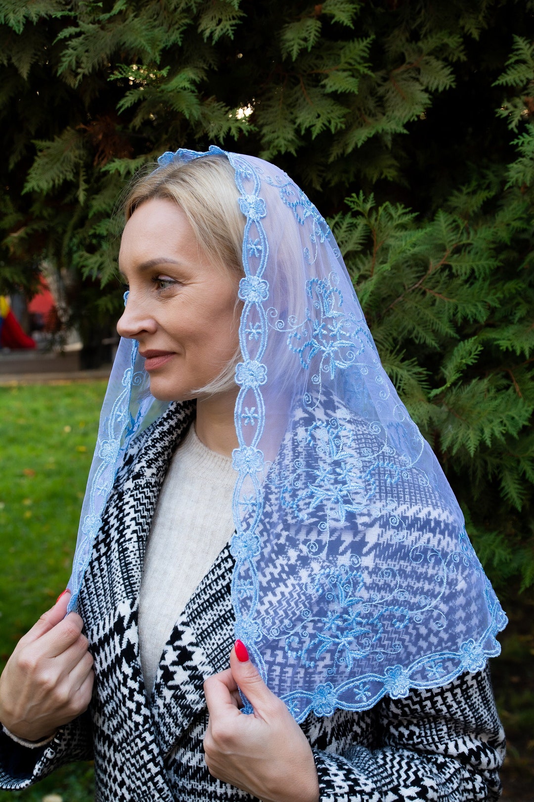 Light Blue Veil, Catholic Mass Veil, Catholic Light Blue Veil - Etsy