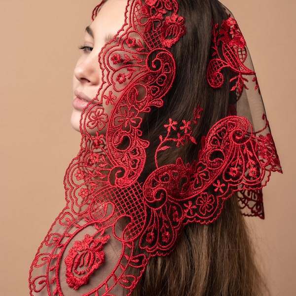 Red Veil - Etsy