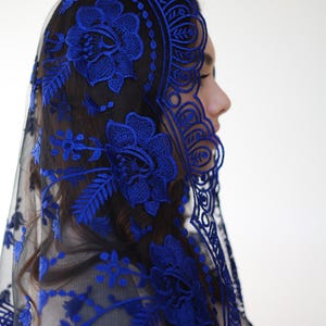 Blue Chapel Veil, Long Church Veil, Classic Catholic Veil Mantilla - Etsy