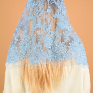 Infinity Blue Chapel Veil, Catholic Lace Mantilla, Catholic Head ...
