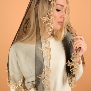 Black Limited Long Veil, Long Mantilla, Black Catholic Veil, Chapel ...