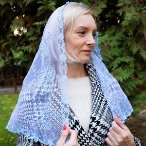 Light Blue Veil, Catholic Mass Veil, Catholic Light Blue Veil - Etsy