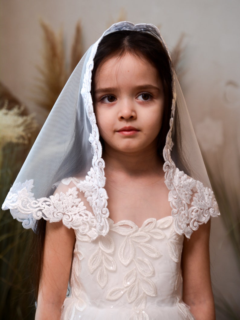 White Kid Church Veil, Child Catholic Veil, White Short Child Veil - Etsy