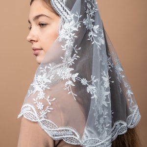 White Short Church Veil, Catholic Veil , Church Veil, Orthodox Veil ...