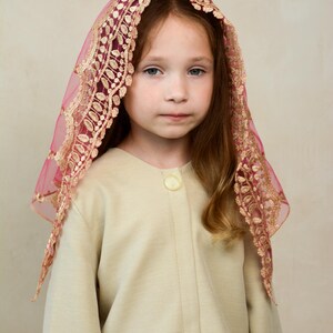 Pink Child Veil, Pink Catholic Kid Veil, Lace Chapel Veil for Child - Etsy
